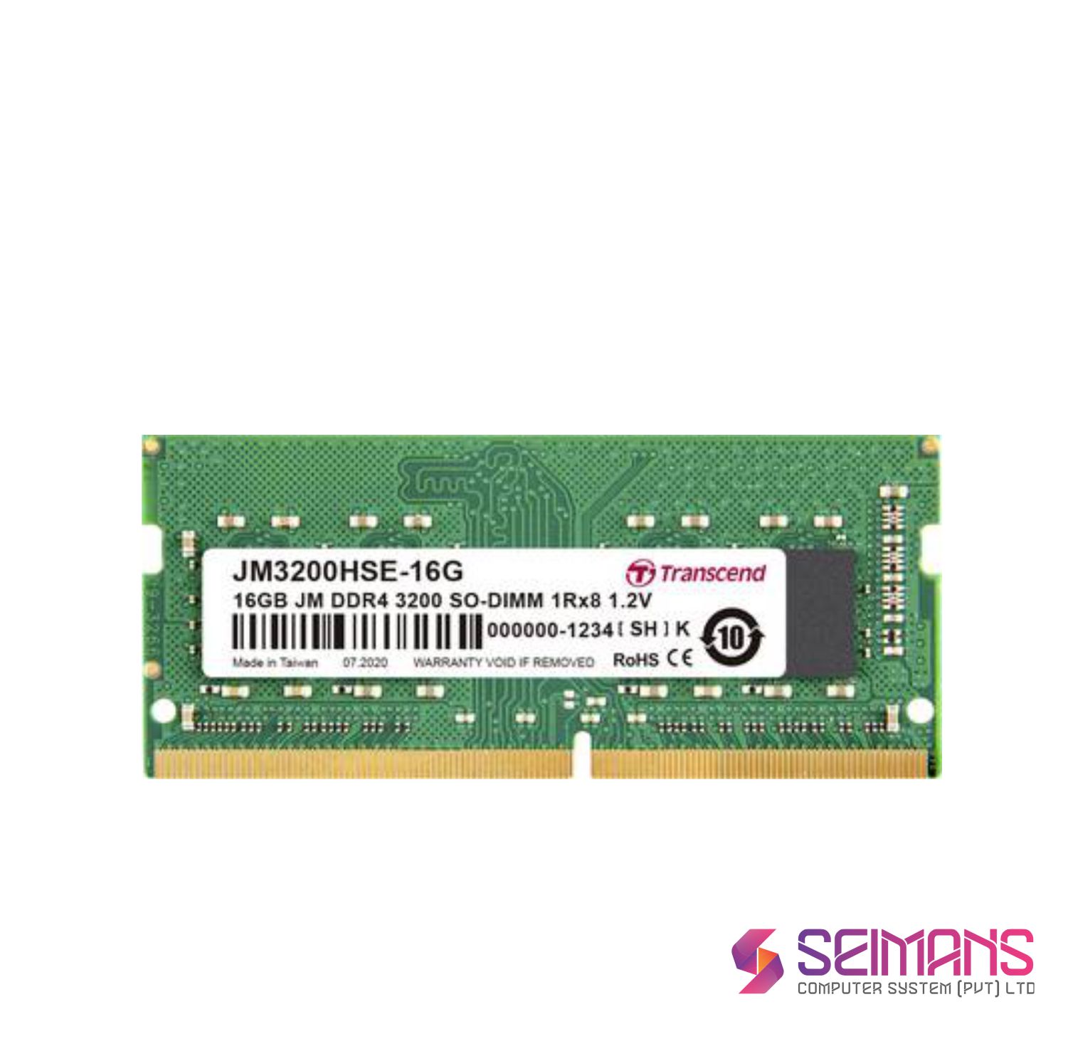 Transcend RAM DDR4 16GB 3200MHz Laptop | Seimans Computer Systems